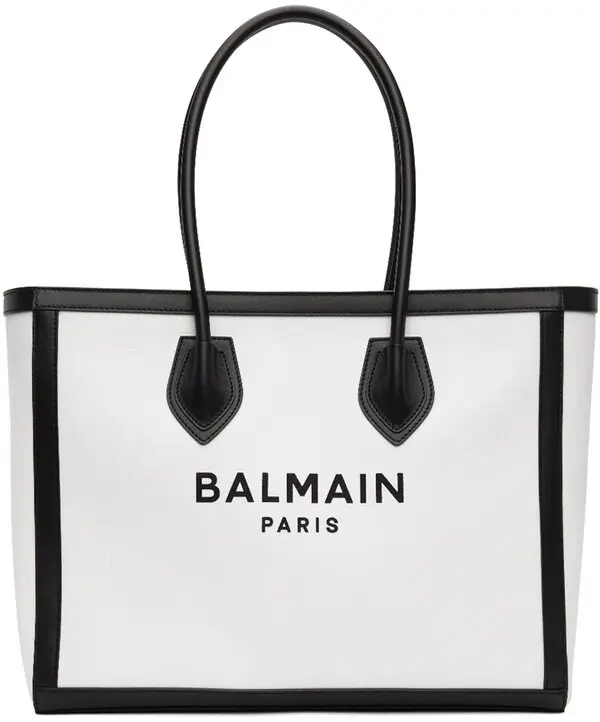 Balmain Black & White B-Army 42 Tote - Gab White/Black